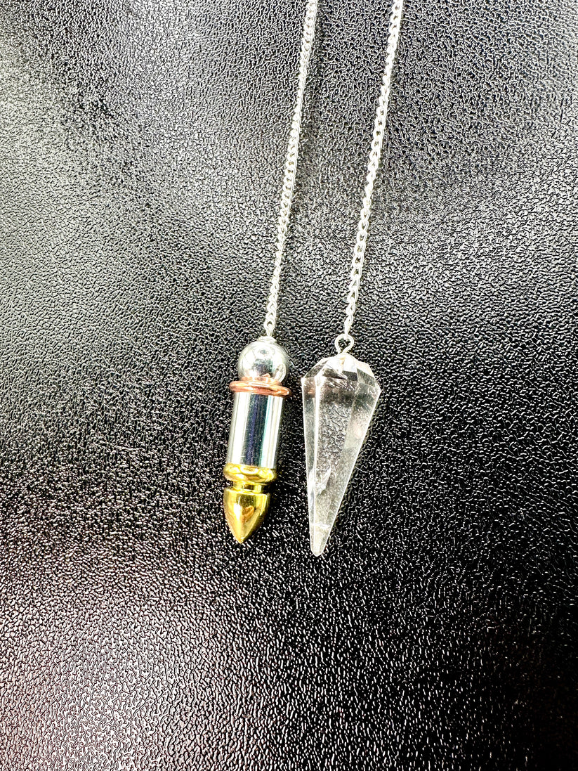 Pendulum Set - Clear Quartz and Metal Pendulum Set for Dowsing ...