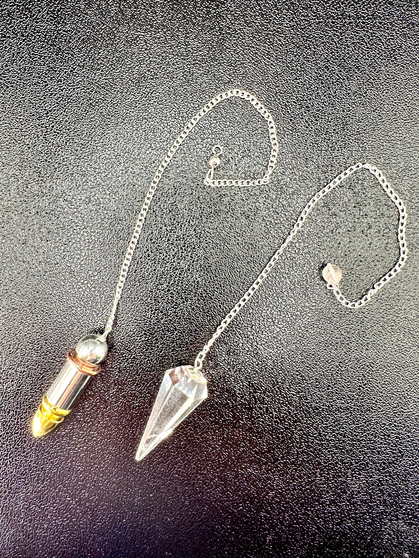 Pendulum Set - Clear Quartz and Metal Pendulum Set for Dowsing ...